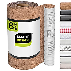 Smart Design Shelf Liner Cork Adhesive - (18 Inch x 24 Feet) - Drawer Cabinet Paper - Kitchen [Cork] - Set of 6-24' Total