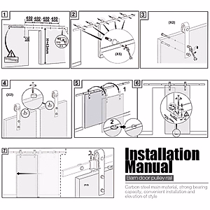 WOHLLEBEN 6.6 Feet Heavy Duty Sliding Barn Door Hardware Kit Easy to Install, Smoothly and Quietly, Sliding Doors Hardware Track Kit Suitable for Bedroom Kitchen (Classic, 78.74 inch)