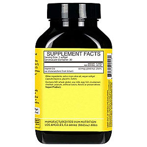 HUM Here Comes The Sun - Immune Support Supplement with Vitamin D to Support a Healthy Immune System & Calcium Absorption - Vegan Vitamin D3 to Support Radiant Skin, Mood + Bone Health (30 Softgels)