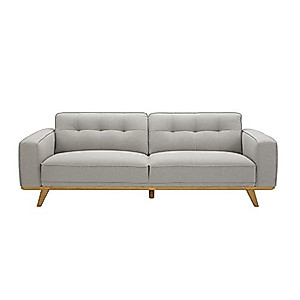 Amazon Brand – Rivet Bigelow Modern Sofa Couch with Wood Base, 89.4"W, Light Grey / Blonde