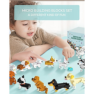 Kimiangel Party Favors for Kids, 12 Pack Mini Dog Building Blocks Sets for Goodie Bags, Prizes, Birthday, Christmas, Kids Stocking Stuffers 8-12 Prize Box Toys for Kids Classroom