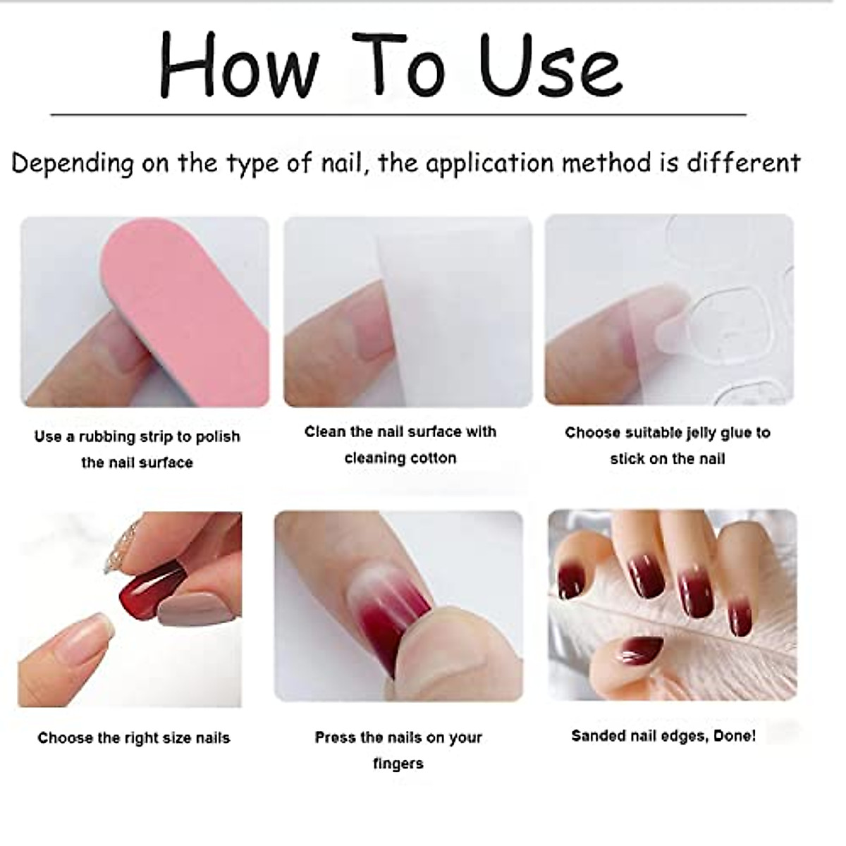 Square Press on Nails Short French Fake Nails Acrylic Glossy False Nails with Colored lines Designs Full Cover Glue on Nails Stick on Nails French Tip Reuseable Nails for Women