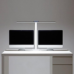 24W Gooseneck Clamp Light for Home Office, 4 Color Modes Dimmable Table Lamp and Stepless Dimming, Modern Architect Desk Lamp for Studio Reading Home Study (Color : White)