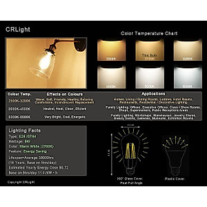 NOTOC E26 LED Light Bulb 4W,Equivalent 40W,E26 Tubular Light Bulb Non Dimmable 2700K Warm White,Antique Clear Edison Filament Bulb,Pack of 6