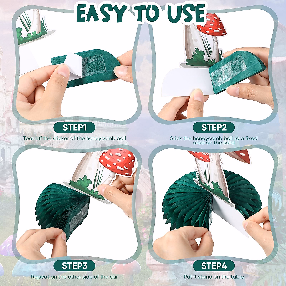 Hanaive 9 Pieces Mushroom Party Decorations Mushroom Honeycomb Centerpieces Table Topper Mushroom Party Supplies Wonderland Party Decor for Baby Shower Birthday Christmas Home Decor