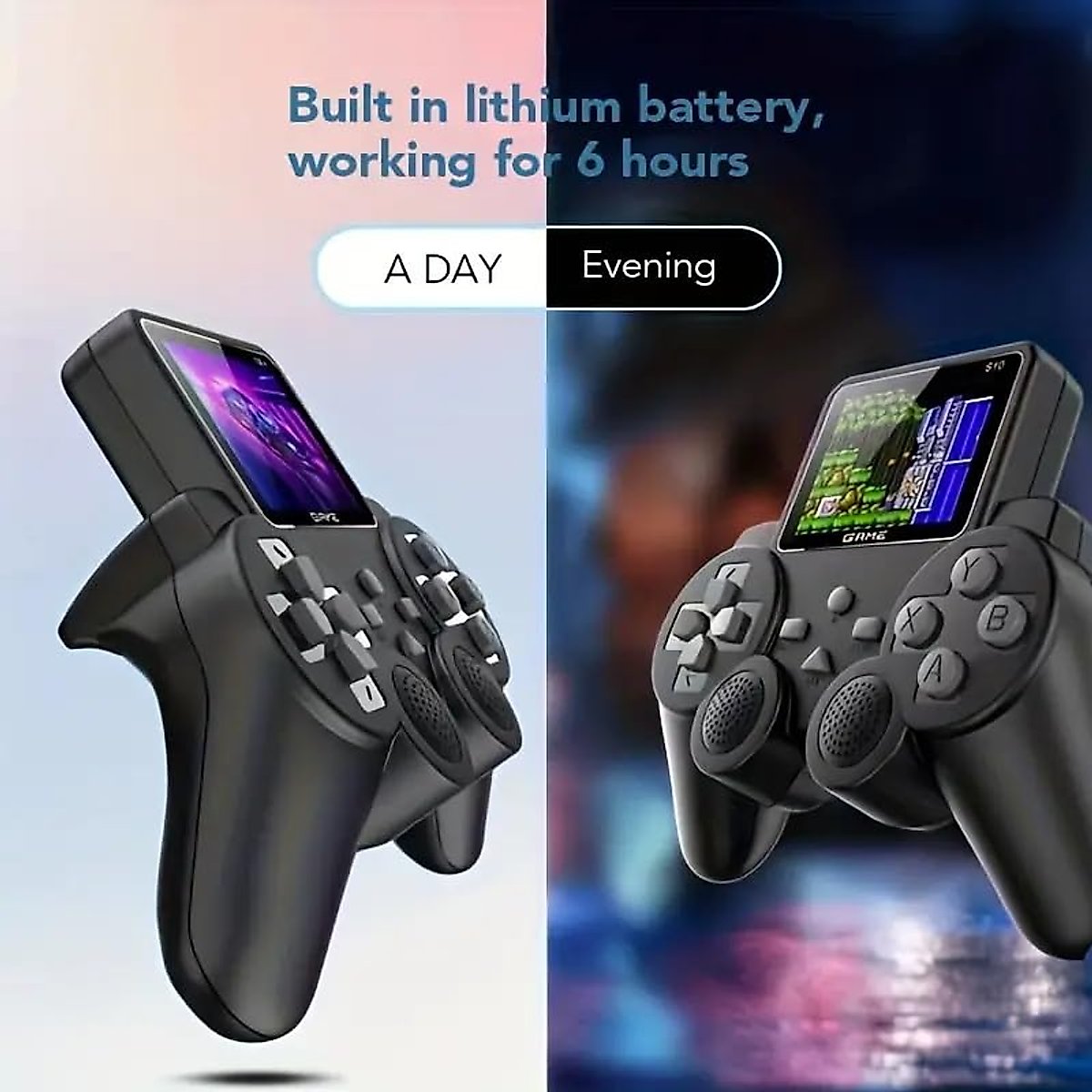 Twin-Video Retro Game Stick Handheld Game Console with 520 FC Games-Portable Video Game Console,Support for Connecting TV & Gamepad Rechargeable Arcade Gaming Player