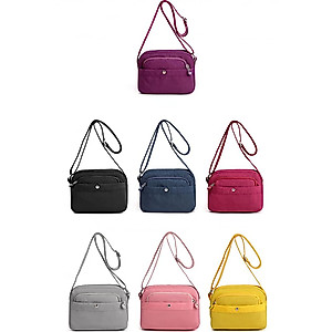 YYW Women Crossbody Bag Nylon Shoulder Bag Multi Pockets Messenger Bag Lady Casual Purse Handbag (Yellow)