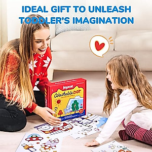 JoyCat Washable Dot Markers for Kids,8 Colors 2.1 fl.oz Non Toxic Dot Paint Markers with 123 PDF &10 Physical Activity Papers,6 Stencils,Bingo Daubers for Toddler 3+,Ideal Arts and Crafts Supplies