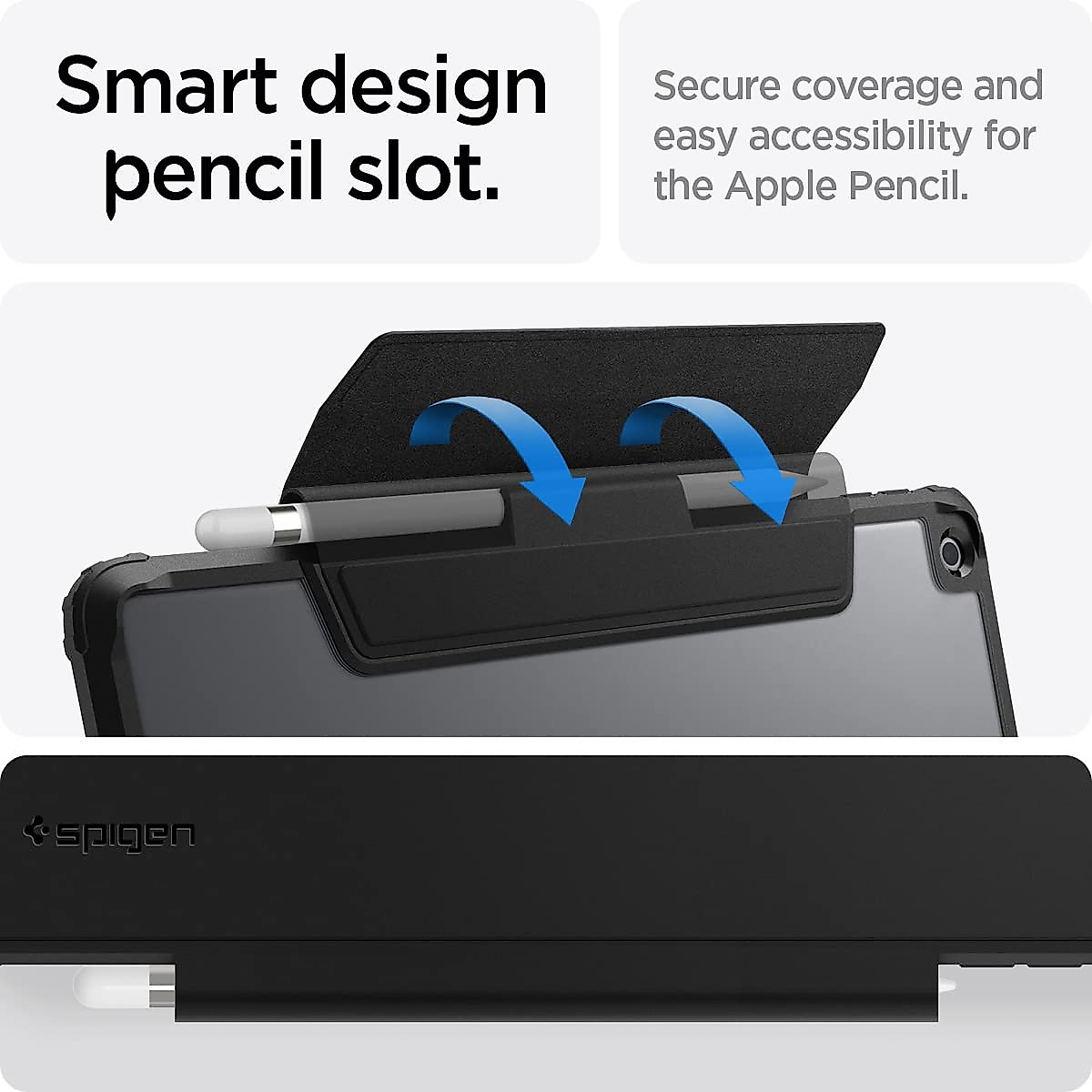 Spigen Ultra Hybrid Pro Designed for iPad 10.2 Case, iPad 9th Generation Case (2021) / iPad 8th Generation Case (2020) / iPad 7th Generation Case (2019) with Transparent Back and Pencil Holder - Black