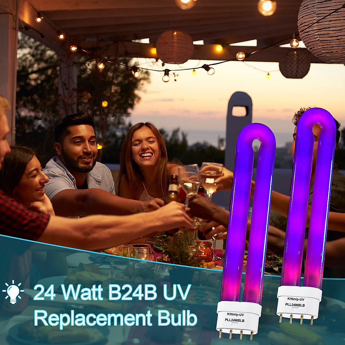 2 Pcs B24b Stinger Bug Zapper Replacement Bulbs 24w Black Flag Bug Zapper Bulb UV Light Ultraviolet Mosquito Killer Lamp Insect Trap Replacement UV Bulb for Stinger Bk300, Bk310, Bk500