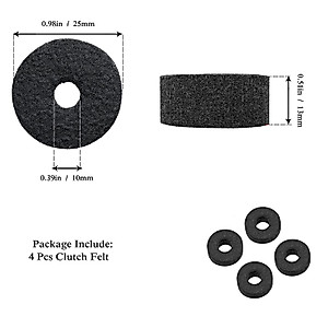 23 Pieces Cymbal Replacement Accessories Cymbal Felts Hi-Hat Clutch Felt Hi Hat Cup Felt Cymbal Sleeves with Base Wing Nuts Cymbal Washer and Drum Keys for Drum Set (Black)