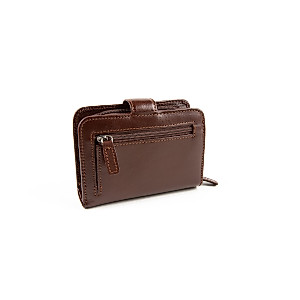 WalletBe Women's Wallet Leather RFID Coin Purse Billfold Accordion Brandy