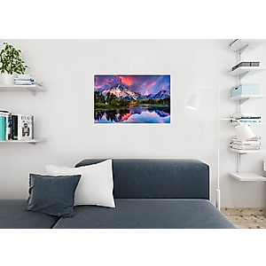 Sunrise at Oxbow Bend Grand Teton National Park Photo Photograph Mountain Nature Landscape Scenic Scenery Parks Picture America Trees Autumn Lake Reflection Cool Wall Decor Art Print Poster 36x24