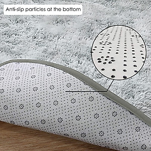 MIEMIE 6x6 Soft Round Area Rug for Bedroom Modern Fluffy Circle Rug for Kids Girls Baby Room Indoor Plush Circular Nursery Rugs Cute Cozy Area Rugs for Living Room, Light Grey