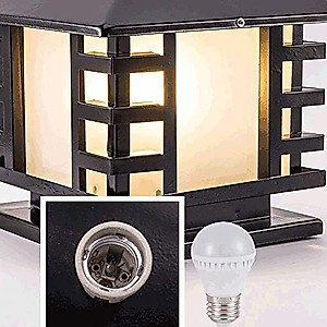 CZLZY Unique Lighthouse Square Design Door Pole Landscape Lamp IP65 Waterproof Gate Column Light Classic Aluminium Die-Casting Pillar Post Lantern American Garden Street Lighting Decorative