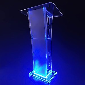 Clear Podium with Light, Acrylic Podium Stand Lecterns & Podiums Pulpits for Churches, Presentation Clear Podium Lectern Church Acrylic Podium Stand for Churches, Weddings, School, Office (US Stock)