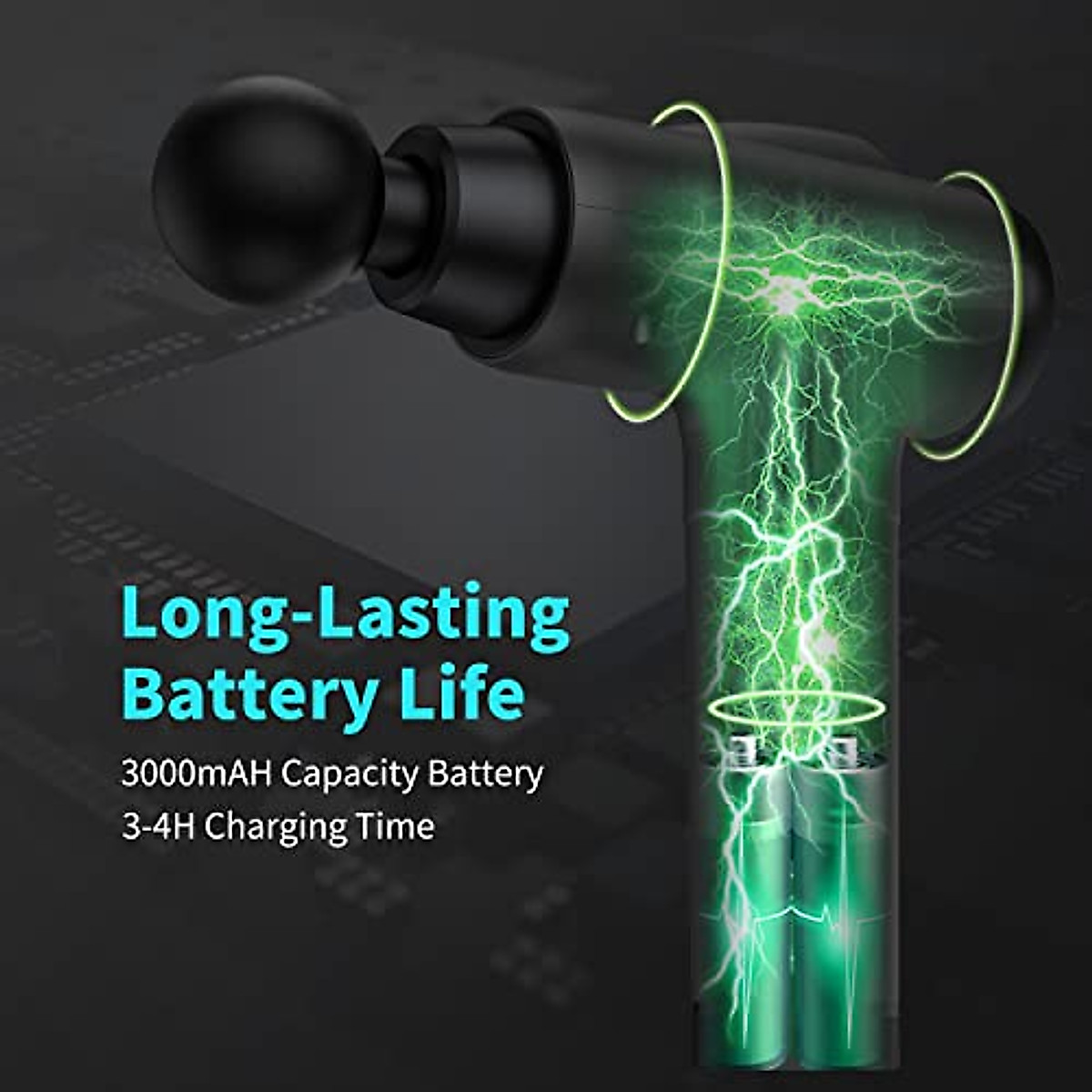 OLsky Massage Gun Deep Tissue, Handheld Electric Muscle Massager, High Intensity Percussion Massage Device for Pain Relief with 10 Attachments & 30 Speed(Black)