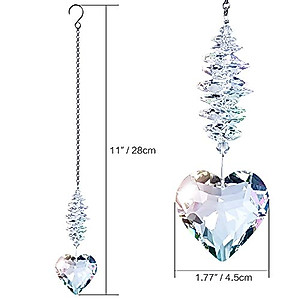 Shario 45mm Clear Glass Heart Crystal Ball Prism Pendant, Suncatcher for Windows, Indoor Outdoor Garden Hanging Décor, Gifts for Women, Mom and Children (Clear)…