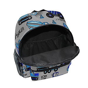 Glaphy Custom Kid's Name Backpack, Excavator Tractor Pattern Toddler Backpack for Daycare Travel Personalized Name Preschool Bookbag for Boys Girls