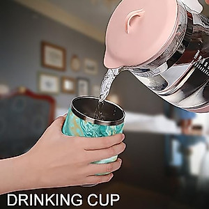 WYUSPGK 304 Stainless Steel Insulated Cup, Teal And Gold Marble Print Smooth Rim, Durable & Reusable - Perfect for Office, Home, And Travel