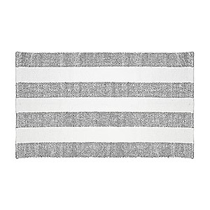 SAVON Hand Woven Cotton Flatweave Area Rug 5x3 Woven Black and White Diamond Argyle