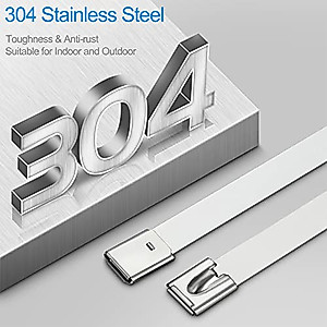 Tskcos 100PCS 11.8 Inch Metal Cable Zip Ties Heavy Duty,Premium Stainless Steel Cable Zip Ties with 198LBS Tensile Strength,Self-Locking Stainless Steel Wire Ties for Indoor and Outdoor