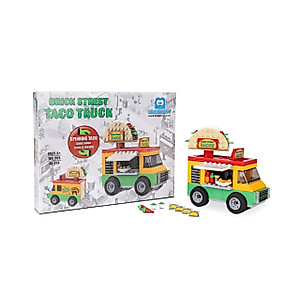 Brick Loot Taco Truck Toy Building Block Set with Spinning Street Sign, for Adults & Kids Age 6+, 100% Compatible with Lego and Other Major Brands, Custom-Designed Toy Building Set Model, 185 Pieces