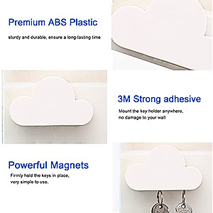 hivillexun Magnetic Key Holder, [2 Pack] Magnetic Key Rack Organizer Keychains Hooks with Adhesive Magnetic Key Ring Holder for Wall Door (White)