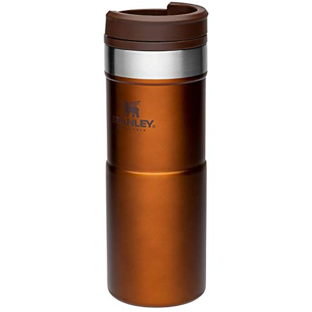 Stanley NeverLeak Travel Mug .35L / 12OZ Maple – Leakproof - Tumbler for Coffee, Tea & Water - BPA FREE - Stainless-Steel Thermo Cup - Rotating lid covers drink when closed - Dishwasher Safe