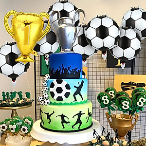 Soccer Party Decorations, 11 PCS Soccer Balloons Foil Trophy Balloon for Soccer Themed Birthday Party Supplies Decorations