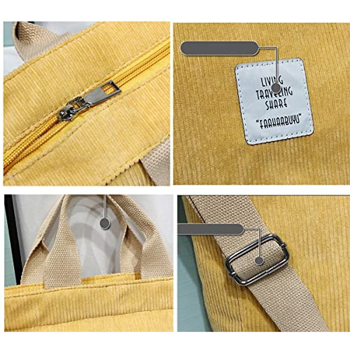 Women's Retro Large Size Canvas Shoulder Bag Corduroy Hobo Crossbody Handbag Casual Tote Purse