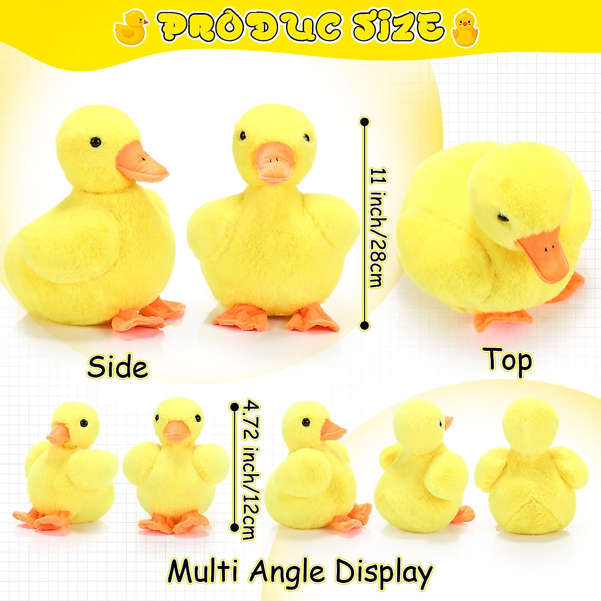 Zomiboo 5 Pieces Duck Stuffed Animals Includes Big Stuff Mommy Duck with 4 Little Baby Duck Plush Toys Soft Duck Family Plush Set with Zipper Pouch for Toddlers Boys Girls (Yellow Duck)
