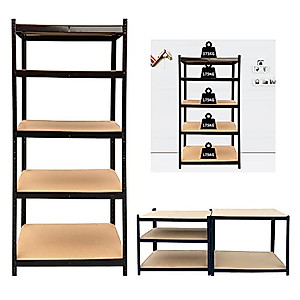 ANSIMIDA 5-Tier Metal Shelving Unit Adjustable Garage Storage Shelves Utility Rack Heavy Duty Shelves Organization Multipurpose Shelf Warehouse Basement Kitchen Living Room 28" L×12" W ×59" H, Black