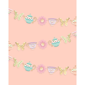 xo, Fetti Tea Party Gold Foil Banner - 5 Ft. | Fun Partea Flower Birthday Decorations, Butterfly Garden Party Baby Shower Supplies, Easter Photobooth Backdrop, Mother's Day