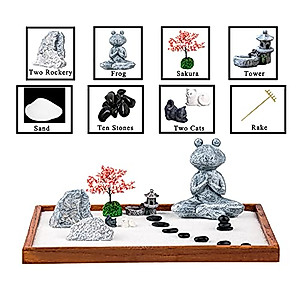 Zen Garden for Desk Jardin Zen Garden Kit Min Zen Garden Accessories Frog-Shaped 14 x 10 inch
