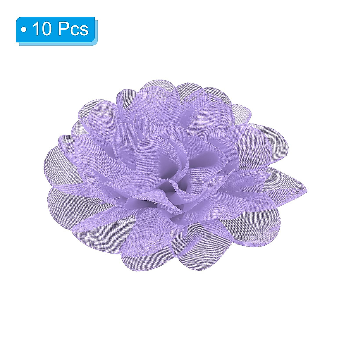 PATIKIL 3.9" Chiffon Flowers, 10 Pcs Mesh Fabric Flowers Sewing Fabric Appliques Headband Embellishments for DIY Craft Wedding Decor, Lavender