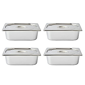 ERFEI Hotel Pans 1/2 Half Size Steam Table Pan 4-Pack Set for Commercial Restaurant Stainless Steel Food Pans Buffet Party Supplies