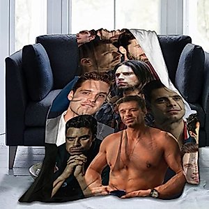 Sebastian Stan Ultra Soft Micro Fleece Blanket All Season Fuzzy Warm Throw Blanket for Sofa Chair Couch Bed