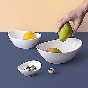 LIFVER Dessert Bowls, 16 Ounce Serving Bowls for Side Salad, Soup, Cereal, Ice Cream, 7 inch Porcelain White Bowls Set, Dishwasher & Microwave Safe Kitchen Bowls, Set of 6