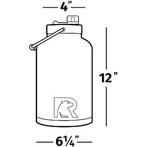 RTIC Jug with Handle, One Gallon, Graphite Matte, Large Double Vacuum Insulated Water Bottle, Stainless Steel Thermos for Hot & Cold Drinks, Sweat Proof, Great for Travel, Hiking & Camping