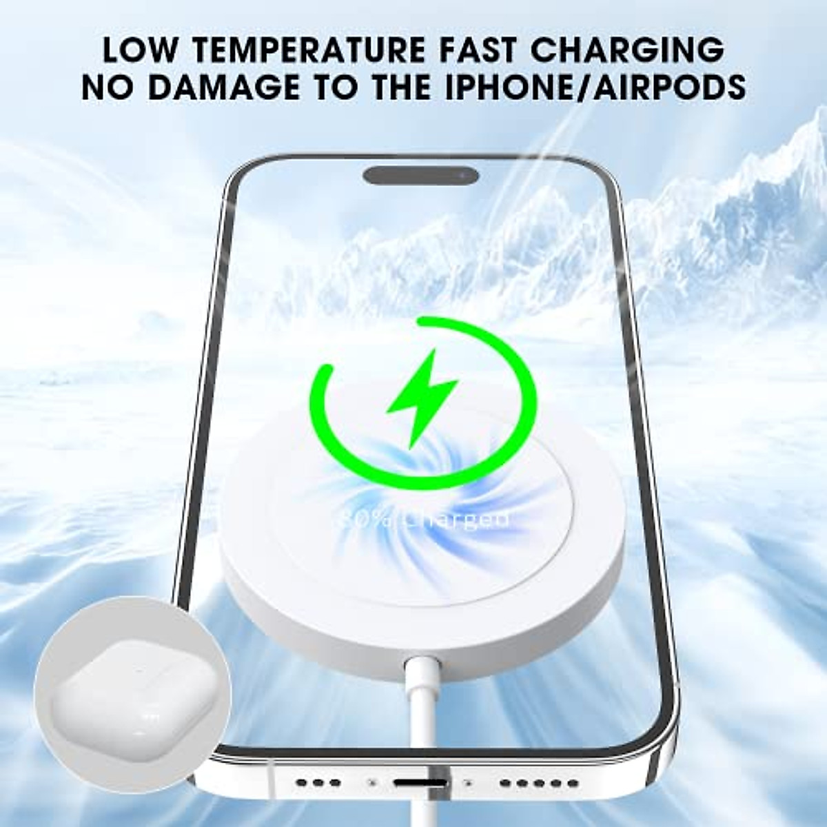 Magnetic Wireless Charger - Magnet Charging Pad Compatible with iPhone 14/14 pro/14 plus/14 pro max/ 13/13 pro/13 pro max/12 pro max - Mag-Safe Charger for AirPods 3/2/Pro with USB-C 20W PD Adapter