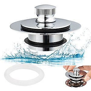 Artiwell Universal Lift and Turn Bath Drain Stopper and Cover, Bathtub Drain Stopper, Replaces Lift and Turn, Tip-Toe and Trip Lever drains for Tub, EZ Installation and Clearing (Chrome Plated)