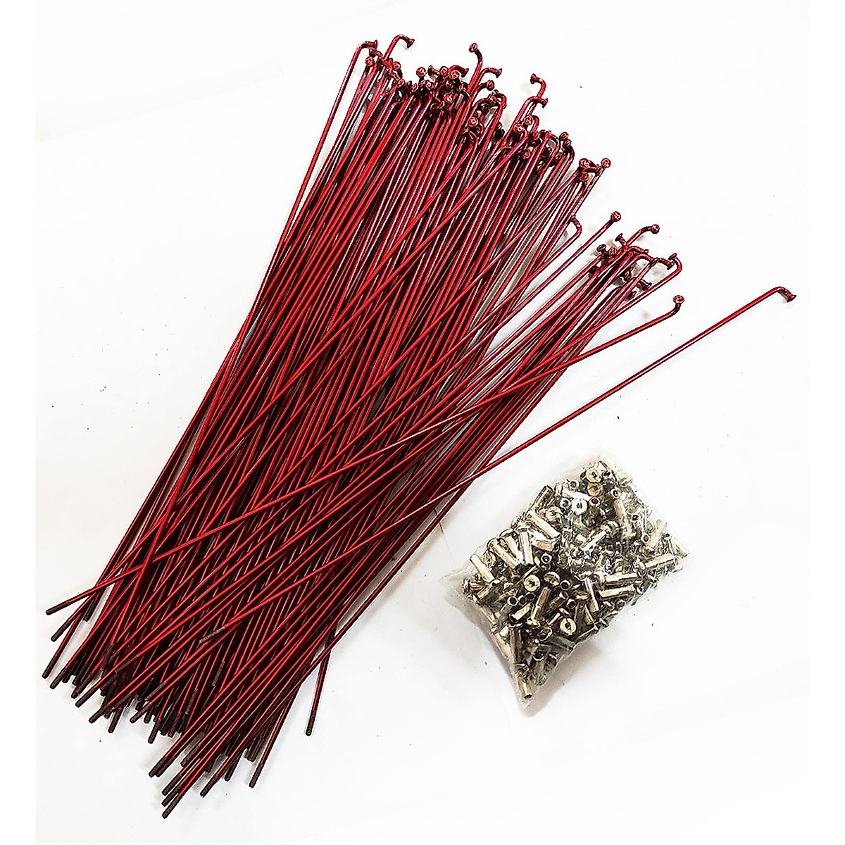 245mm Bike Spokes 14G Stainless Steel, Road Bike Spokes 100Pcs (Color Family : Red)