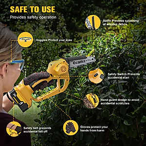 Cordless Power Chainsaw, for DeWALT 20V Max Lithium Battery 6-Inch Hand-held Mini Pruning Saw with Brushless Motor Replacement Chain Wood Cutting Tree Trimming Camping (Battery NOT Included)