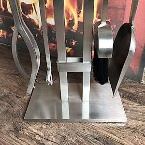 Pilgrim Home and Hearth Sinclair Fireplace Tool Set, 29" Tall, Brushed Stainless Steel (18081)