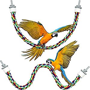 Weewooday 2 Pieces Toy Bird Rope Perches Climbing Rope Bungee Bird Toys Rope Perch Stand Cage Rope Comfy Perch Parrot Toys for Parrot, Parakeets Cockatiels, Conures (21.6 Inch)