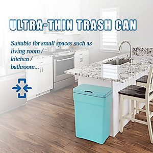 13 Gallon Trash Can Plastic Kitchen Trash Can Automatic Touch Free High-Capacity Garbage Can with Lid for Bedroom Bathroom Home Office 50 Liter Blue