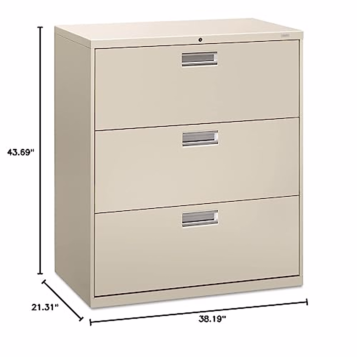 HON 683LQ 600 Series Three-Drawer Lateral File, 36w x 19-1/4d, Light Gray