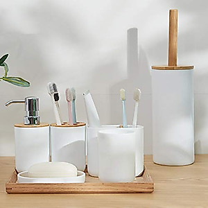 JIANWEI Bathroom Accessory, Bathroom Decor Accessories, Soap Dispenser, Toothbrush Holder, Toothbrush Cup, Soap Dish, Toilet Brush, Ideal for Bath Vanity Countertop Décor(Soap Dispenser)