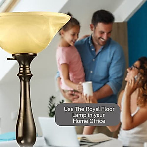 Royal Floor Lamp With Bronze Finish And Amber Alabaster Glass Shade -Looking for Floor Lamp For Bedroom, Standing Lamp or Floor Lamps For Living Room This is a Great Choice ( Bronze Floor Lamp )